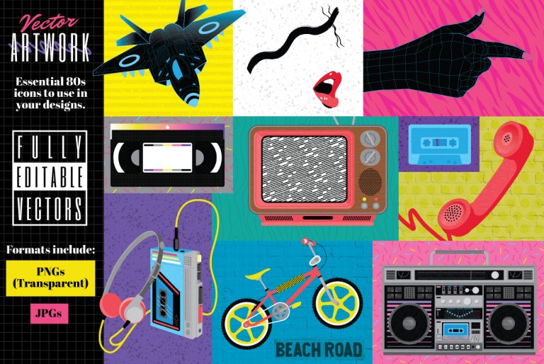 Retro 1980s Inspired Poster Templates for Photoshop