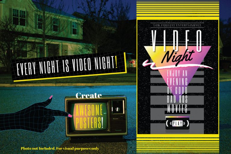 Retro 1980s Inspired Poster Templates for Photoshop