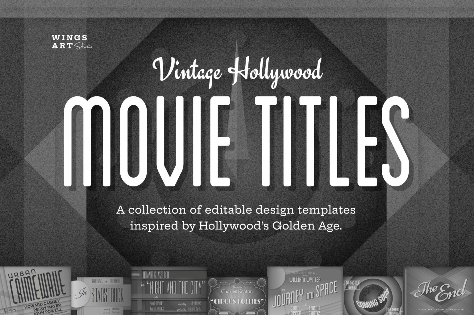 Vintage Hollywood Movie Title Design Templates for Photoshop