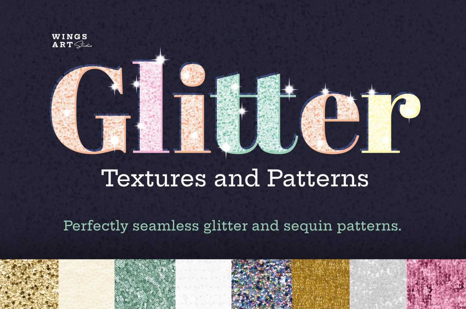 Glitter Textures and Seamless Patterns for Photoshop & Illustrator