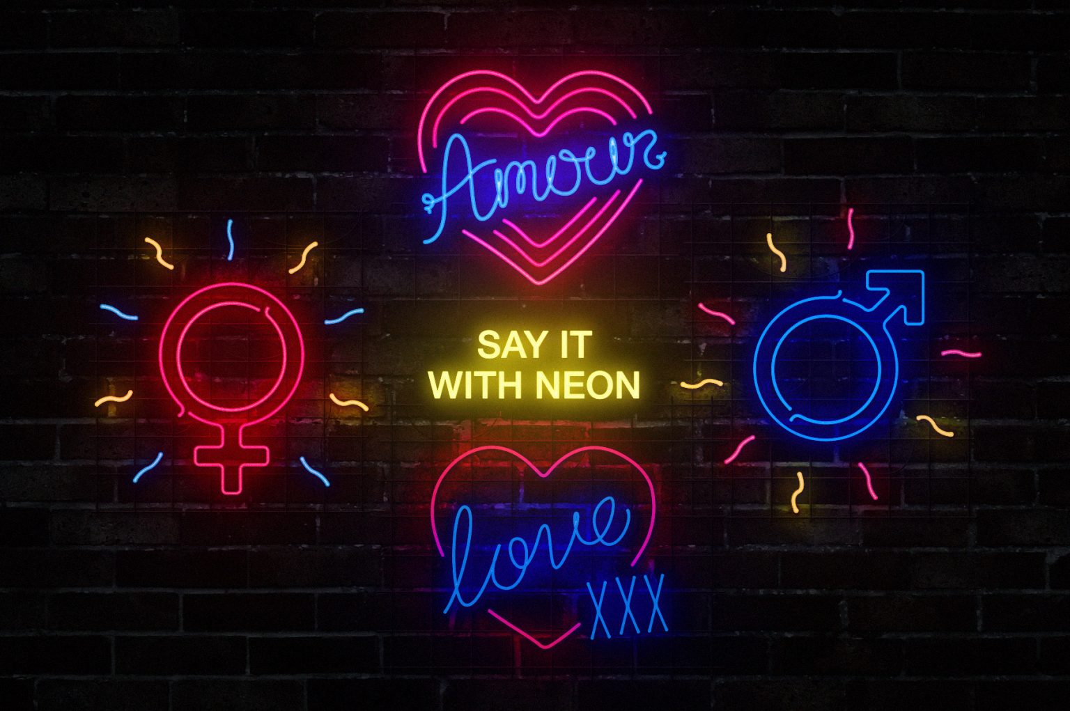 Retro Neon Sign Graphic Templates for Photoshop & After Effects