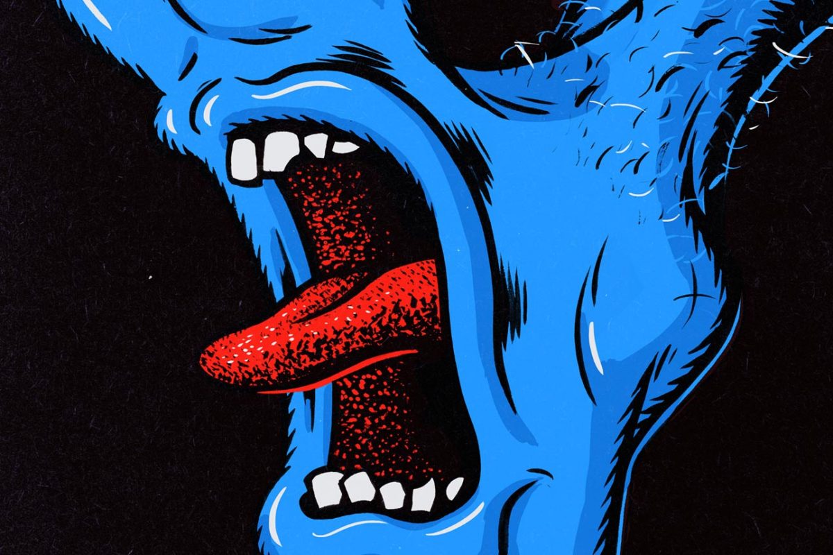 Inspired by the Screaming Hand by Jim Phillips for Santa Cruz