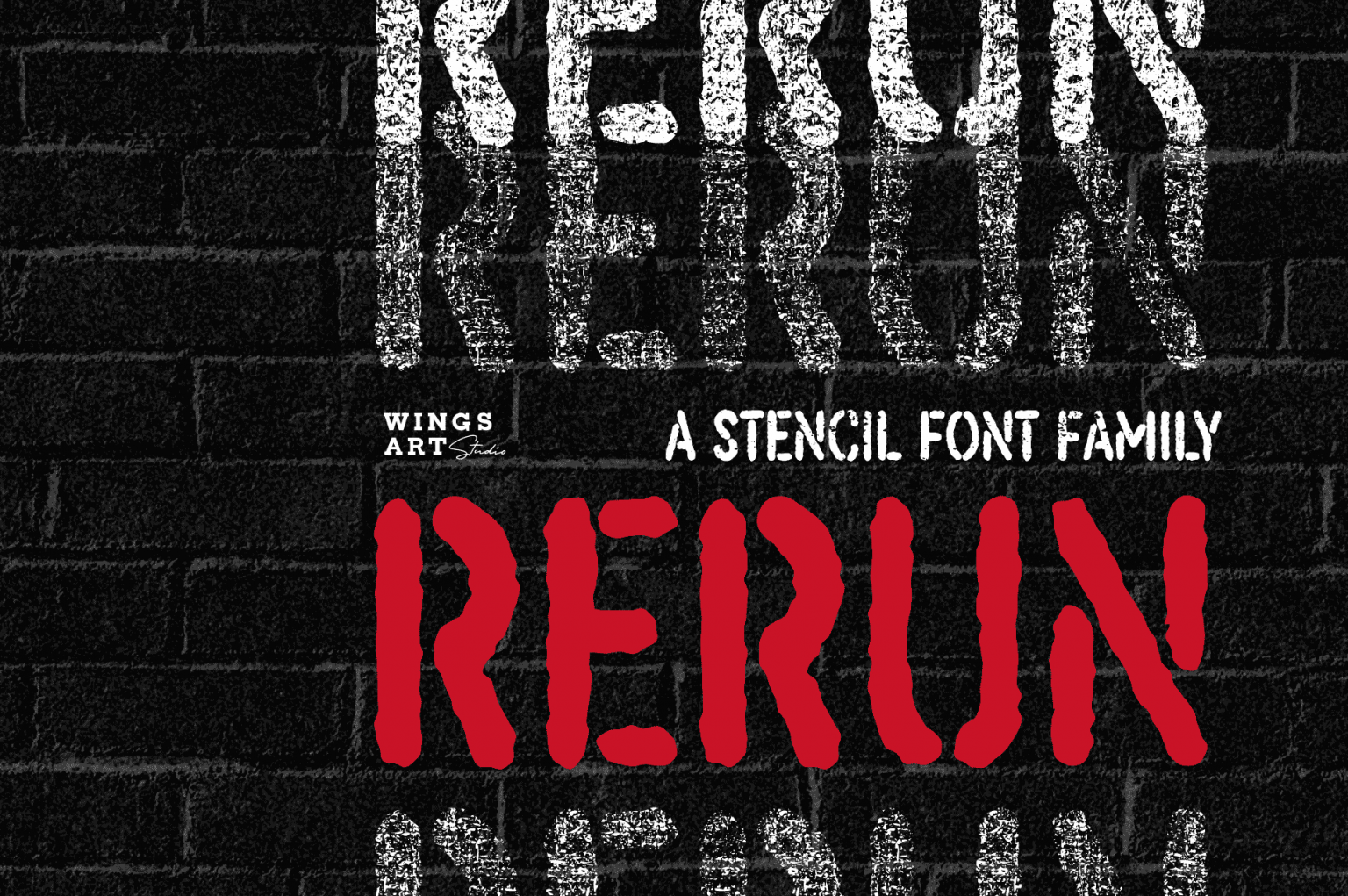 ReRun: A Textured Stencil Font Family by Wingsart Studio