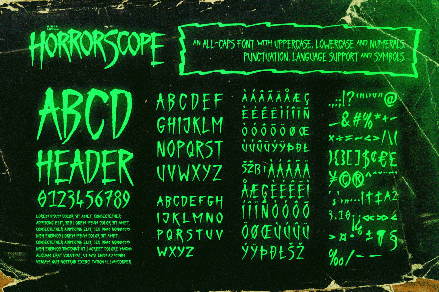 HorrorScope - Hand-made Horror Font by Wingsart Studio