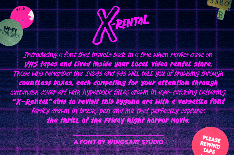 X-Rental - A Retro Horror Font Deep From the VHS Archives