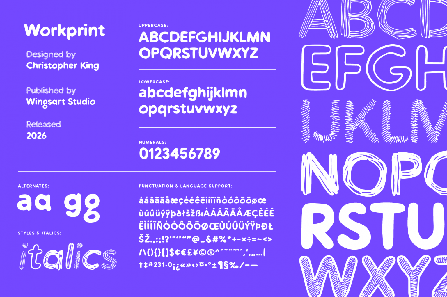 Workprint: A Hand-drawn Sans Serif Font by Wingsart Studio